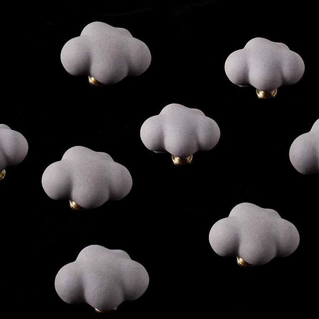 Brass Wing Moon/grey Cloud Knob Cabinet Knob Pulls / Children's Dresser Pulls Knob/children's ...