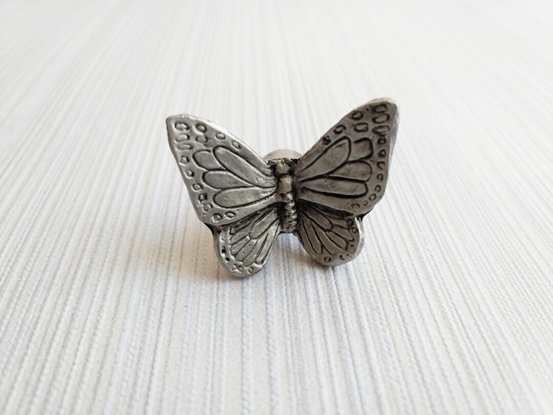 Butterfly Knobs / Dresser Knobs / Drawer Knobs / Pewter Antique Silver ...