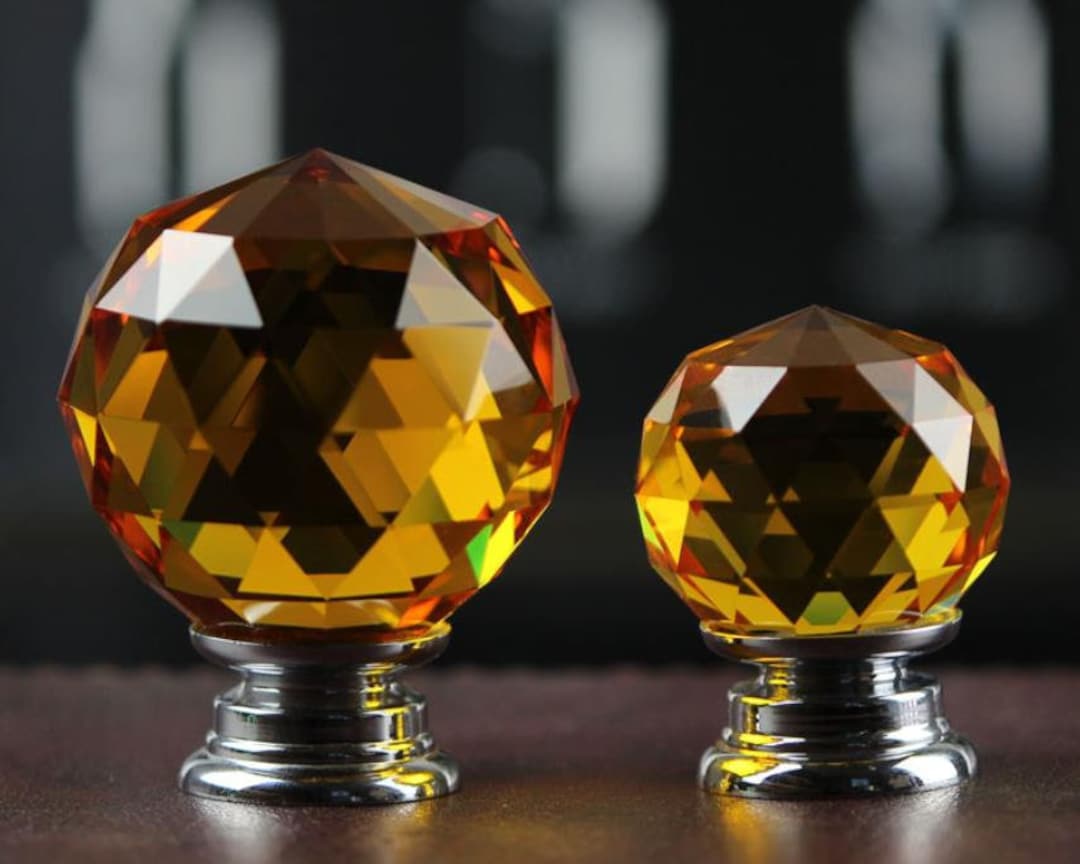 Amber Knob Glass Crystal Dresser Knobs Drawer Knobs Pulls Handles / Amber Sparkly Cabinet Knobs ...