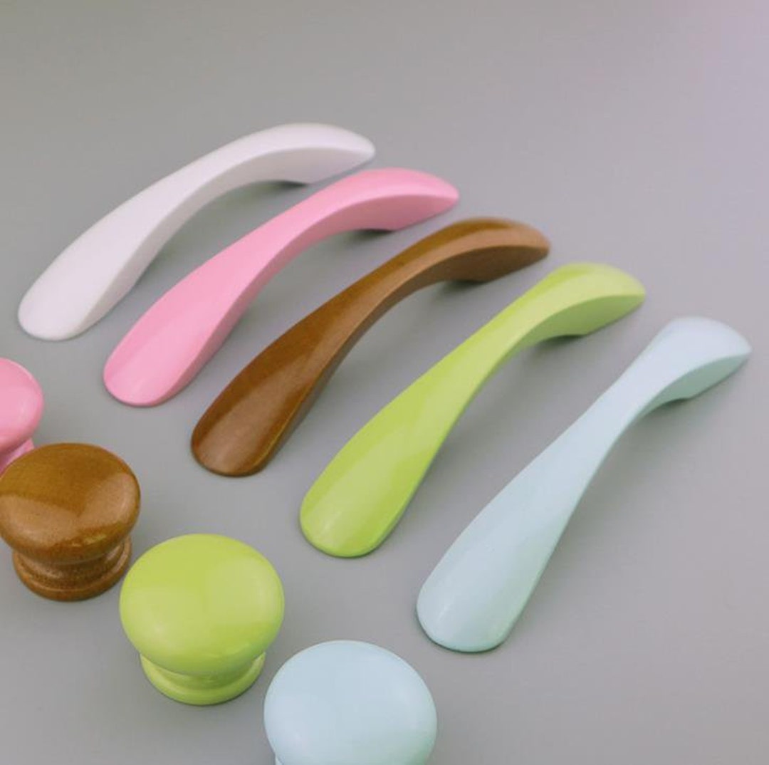 5" Colorful Wood Handle Knob Drawer Knobs Pull Handles Dresser Pulls ...