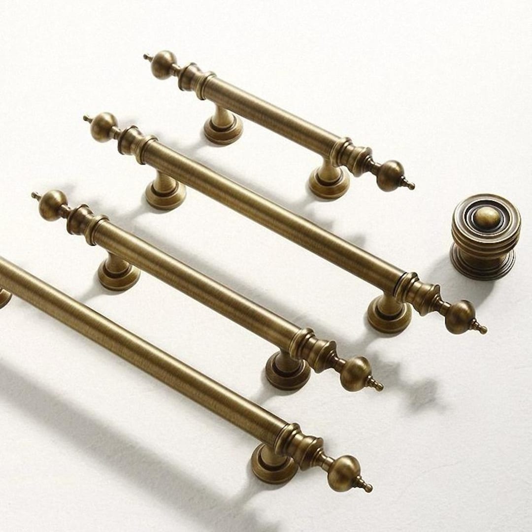 Antique Brass Cabinet Handles Knobs Pulls Dresser Drawer Knobs Handles Kitchen Pull and Knob ...