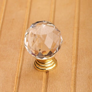 1.2 Sparkle Glass Crystal Knobs Diamond Clear Silver Gold / Kitchen ...
