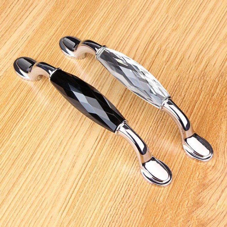 3.75 5 Silver Clear Glass Dresser Drawer Knob Pull / Black | Etsy