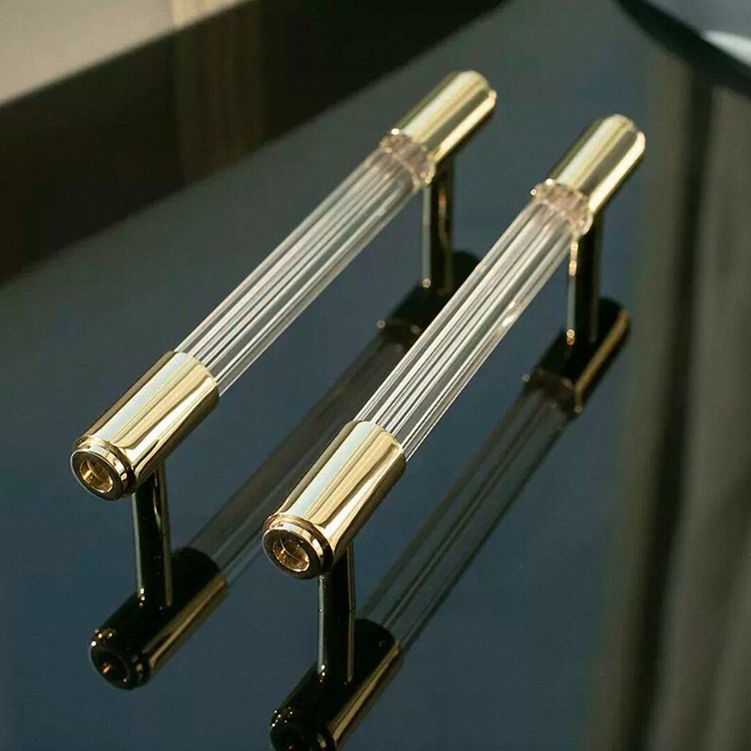 Acrylic Brass Cabinet Handles Knobs Pulls Dresser Pulls and Knob Drawer ...