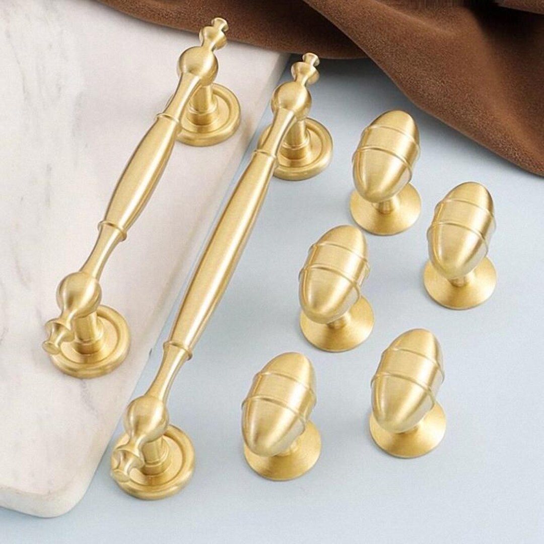 3.75" 5" Exquisite Solid Brass Knobs Handles Brass Cabinet Handles Knobs Pulls Dresser Drawer ...