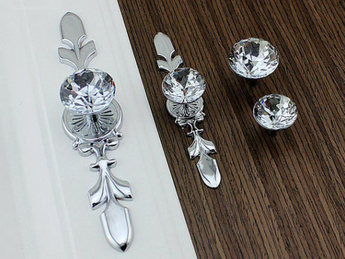 Crystal Drawer Pull Knob Pulls Rhinestone Dresser Knobs Glass - Etsy