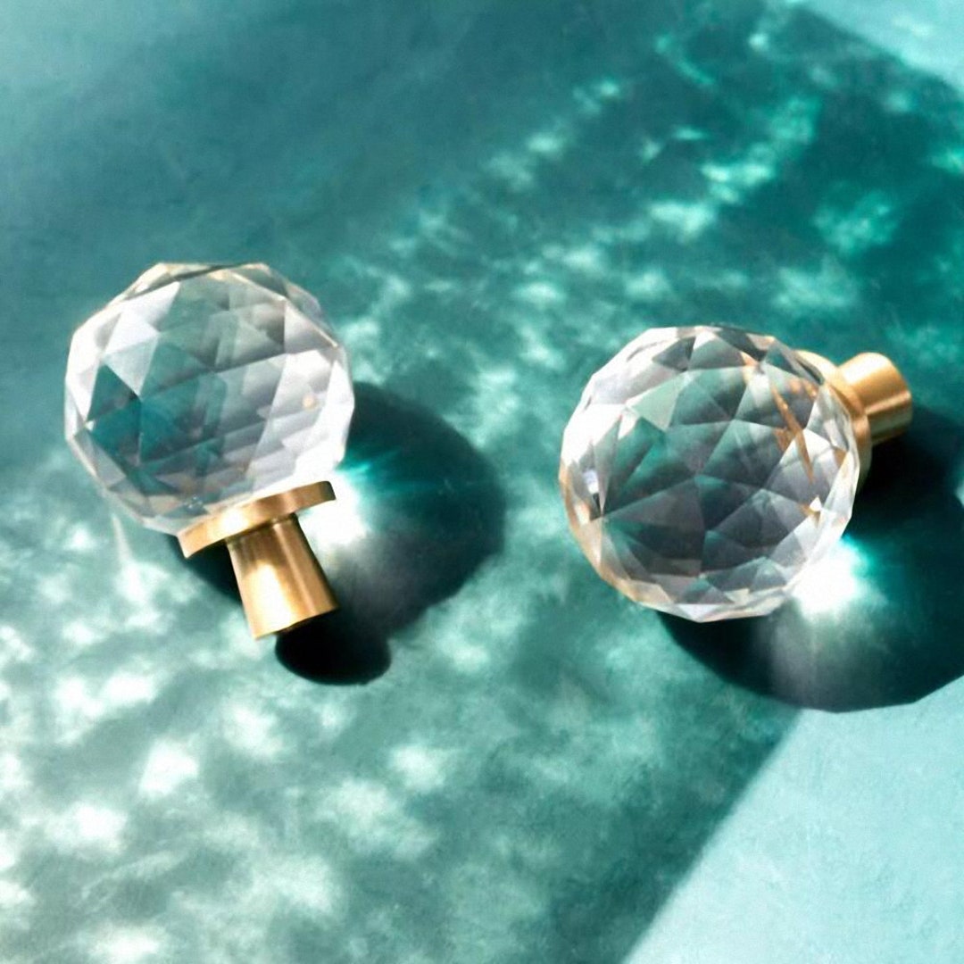 Glass Crystal Knobs Pulls Transparent Cabinet Knob Handle Dresser Knobs ...