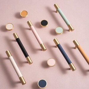 Leather Cabinet Pulls Knobs Brass Dresser Knobs Pulls Drawer Knobs Handles Kitchen Cupboard Knob ...