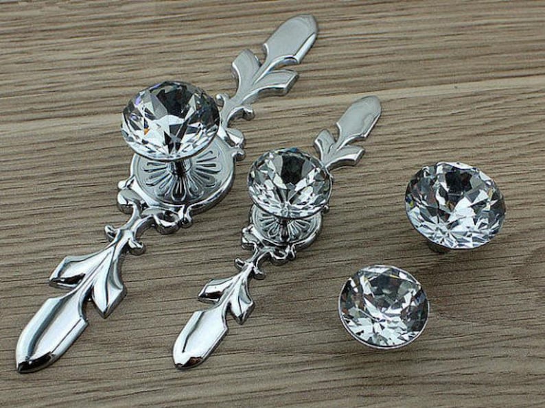 Crystal Drawer Pull Knob Pulls Rhinestone Dresser Knobs Glass - Etsy