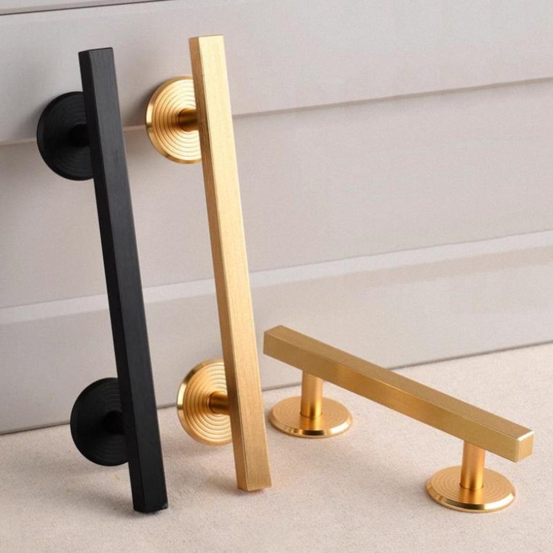 Black Rectangle Kitchen Handle Knob Pull / Dresser Drawer Pulls Handles ...