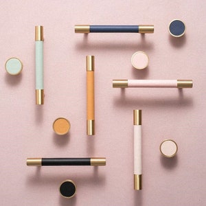 Leather Cabinet Pulls Knobs Brass Dresser Knobs Pulls Drawer Knobs Handles Kitchen Cupboard Knob ...