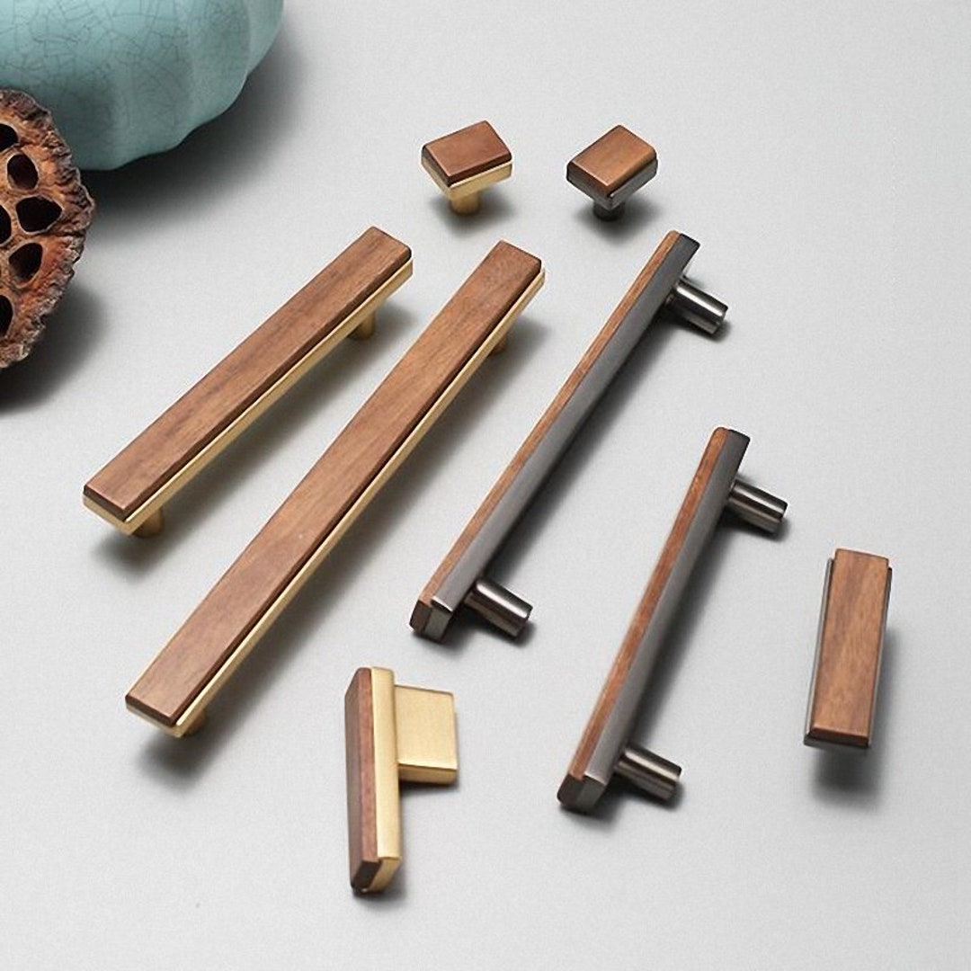 Wood Handles Cabinet Knob Pulls Cupboard Door Handles Knobs Pull Dresser Drawer Knob Handles ...