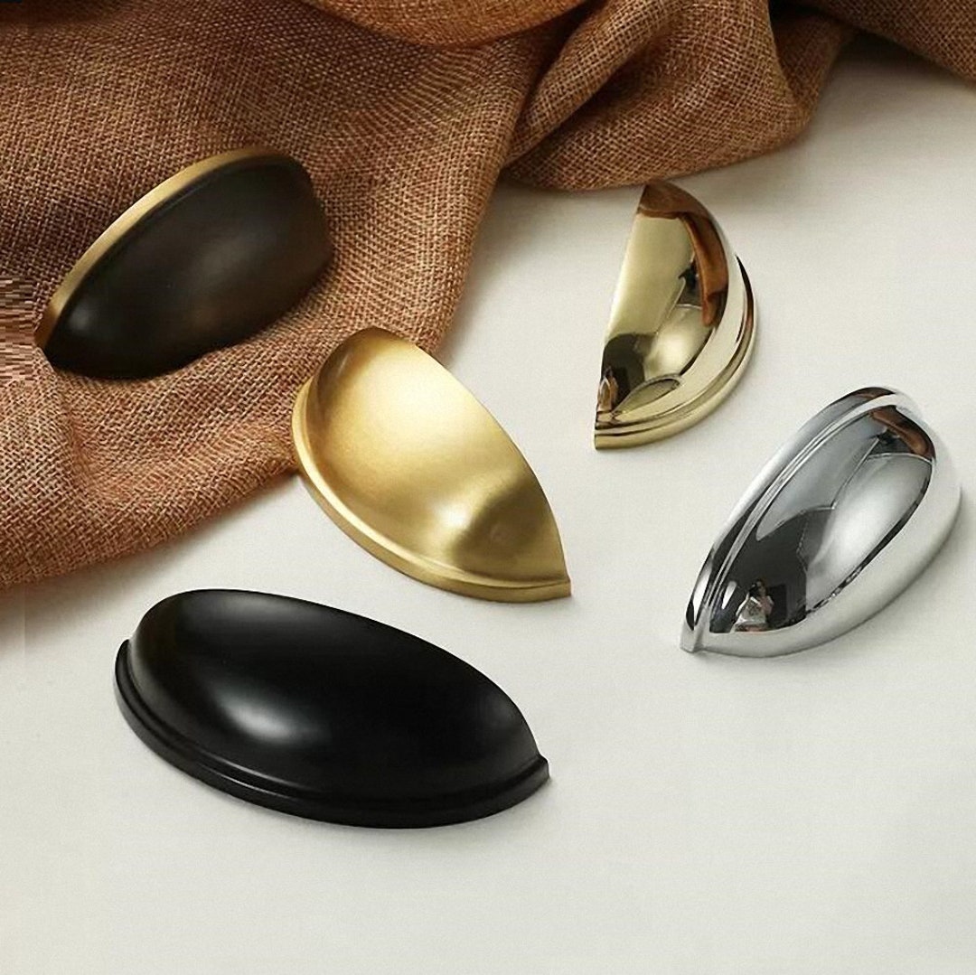 3" Antique Brass Cup Pulls Handles Dresser Drawer Pulls Handles Polishing Chromium Cabinet Bin ...