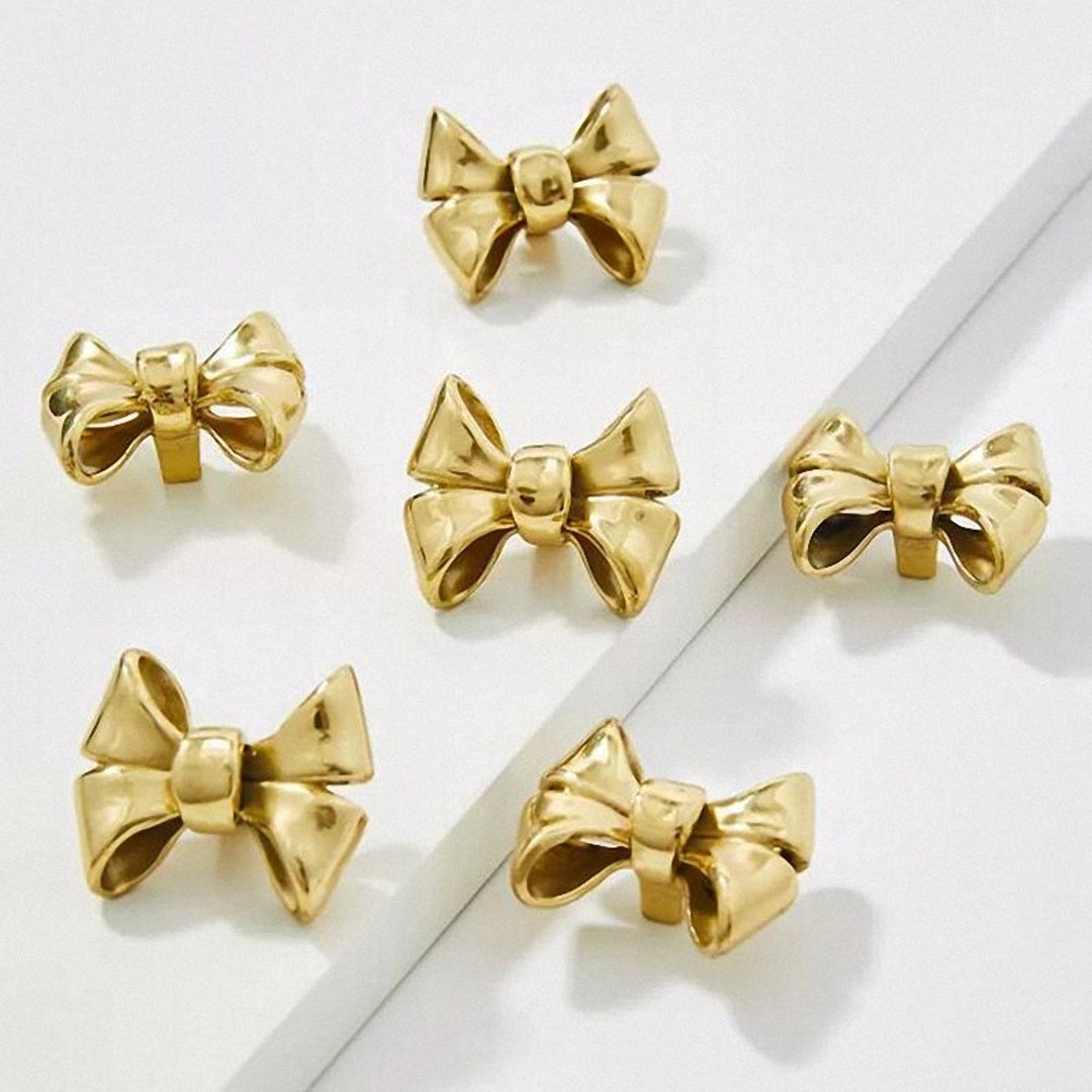 Brass Bow Drawer Knobs Pulls Cabinet Pulls Handle Dresser Knobs Kitchen ...