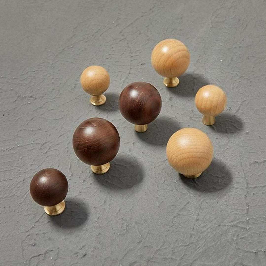 Beech Brass Dresser Knobs Drawer Walnut Handles Knobs Cabinet Door ...