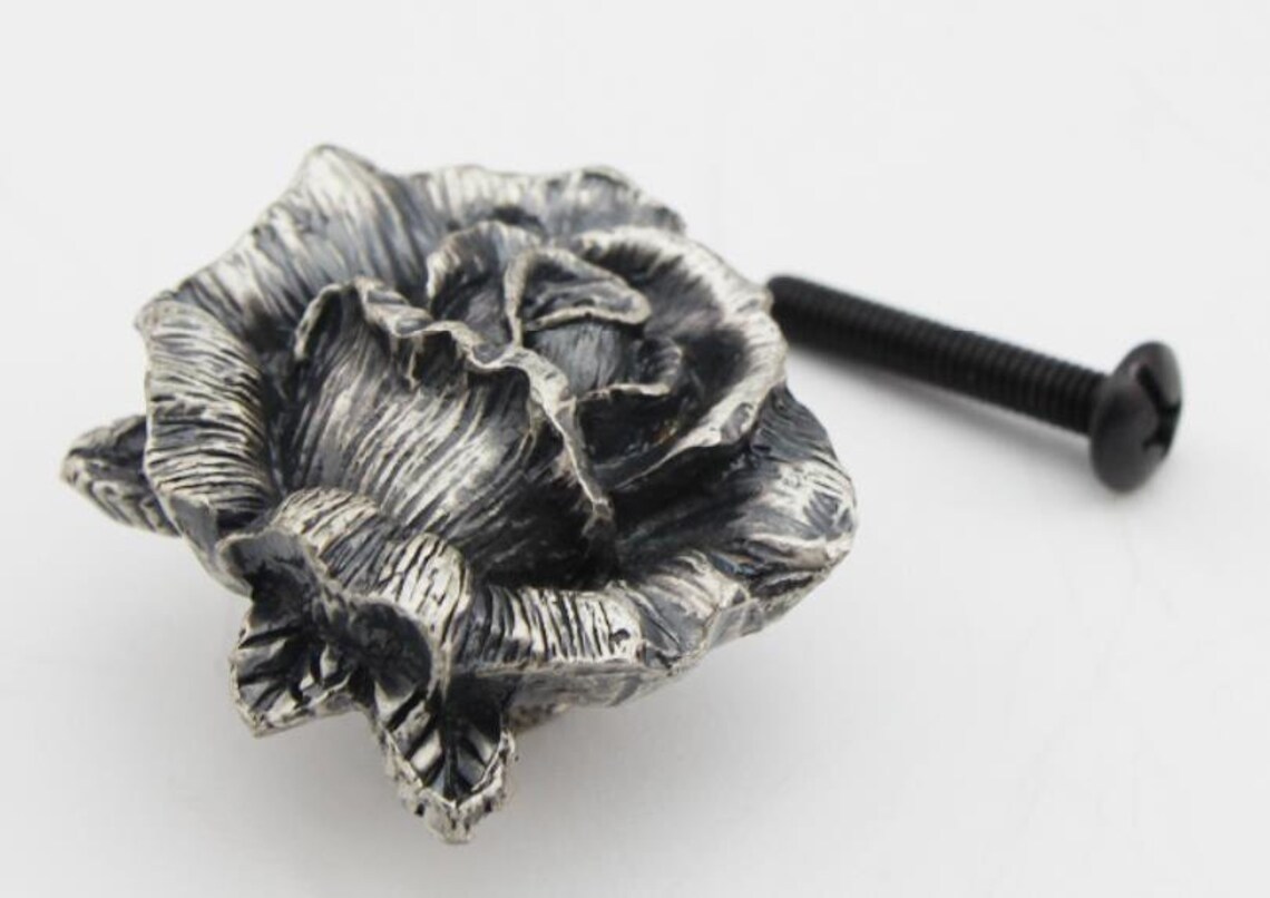 Rose Knobs / Dresser Knobs / Drawer Knobs / Pewter Antique | Etsy