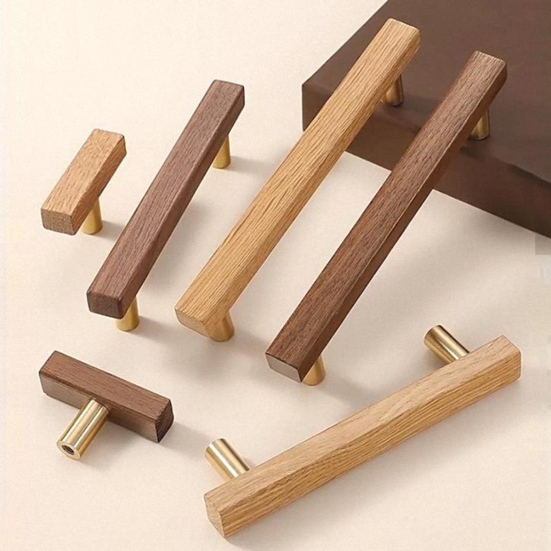 Oak / Walnut Cupboard Handle Knob Handle Pulls Drawer Handle Knob ...