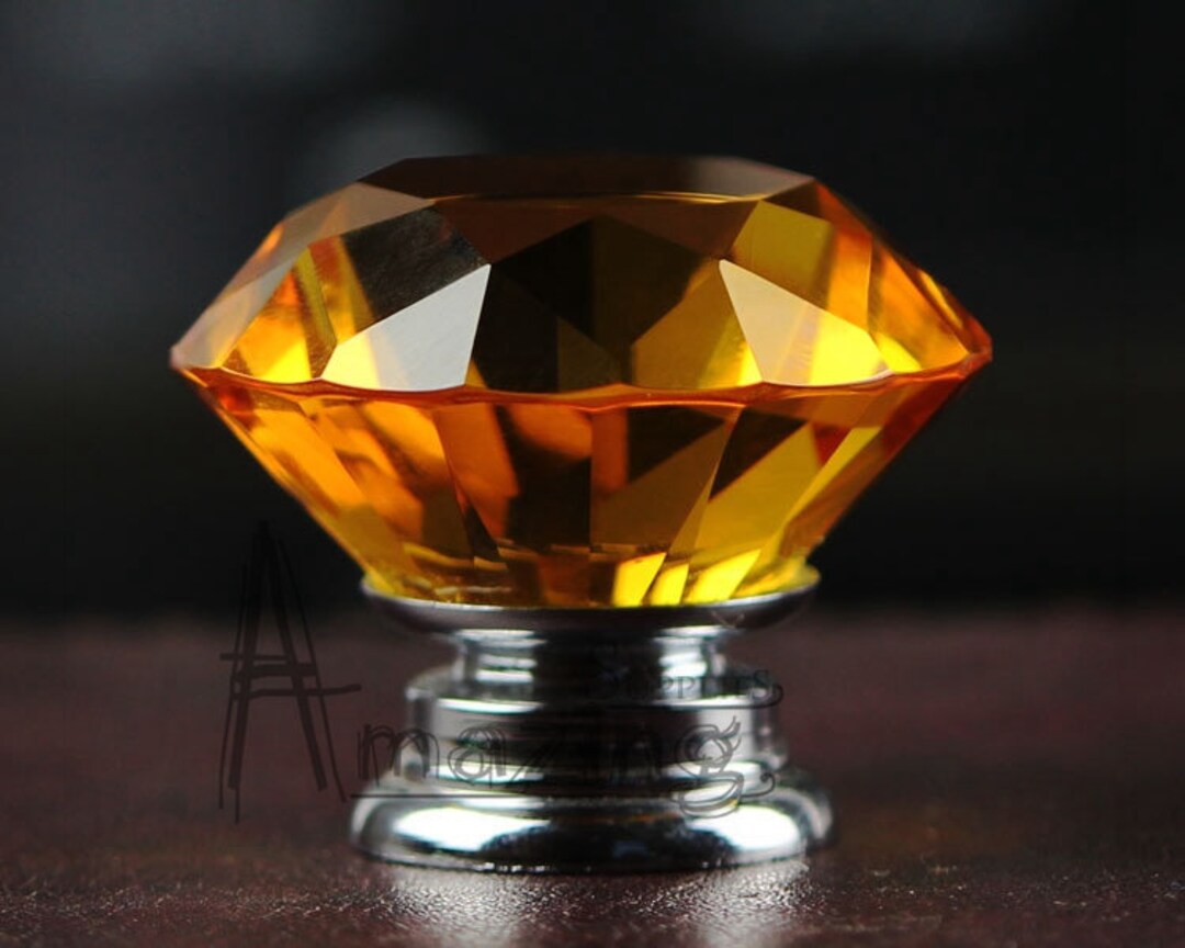 Amber Knobs Glass Crystal Dresser Knobs Drawer Knobs Pulls Handles ...
