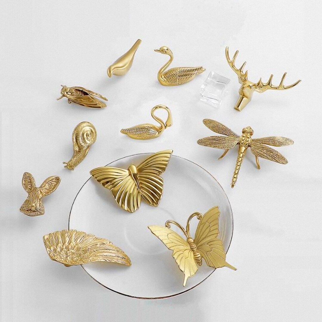 Solid Brass Drawer Knobs Pulls Handles Animal Drawer Pulls Wardrobe ...