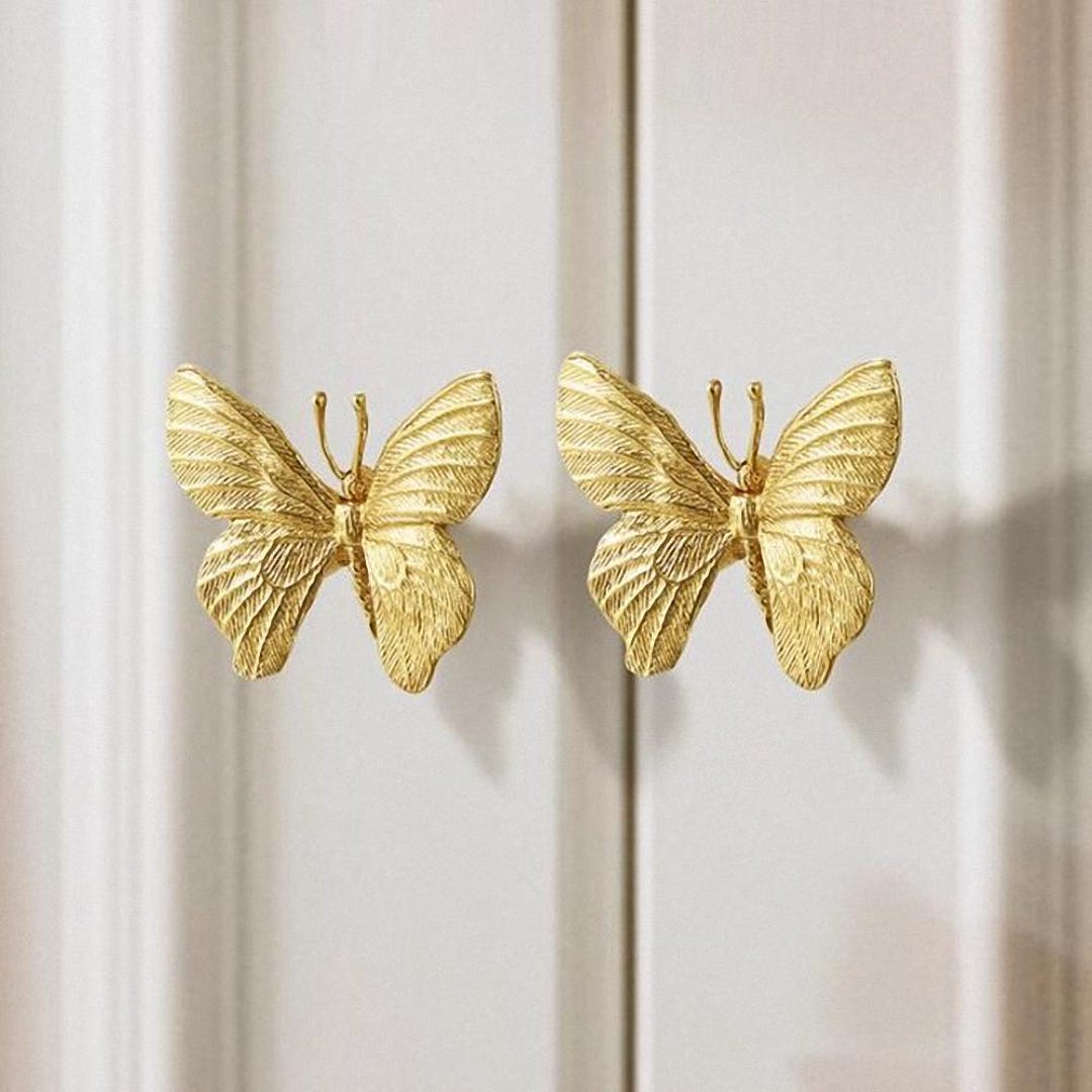 Brass Butterfly Drawer Knobs Pulls Handles Originality Pulls Wardrobe ...