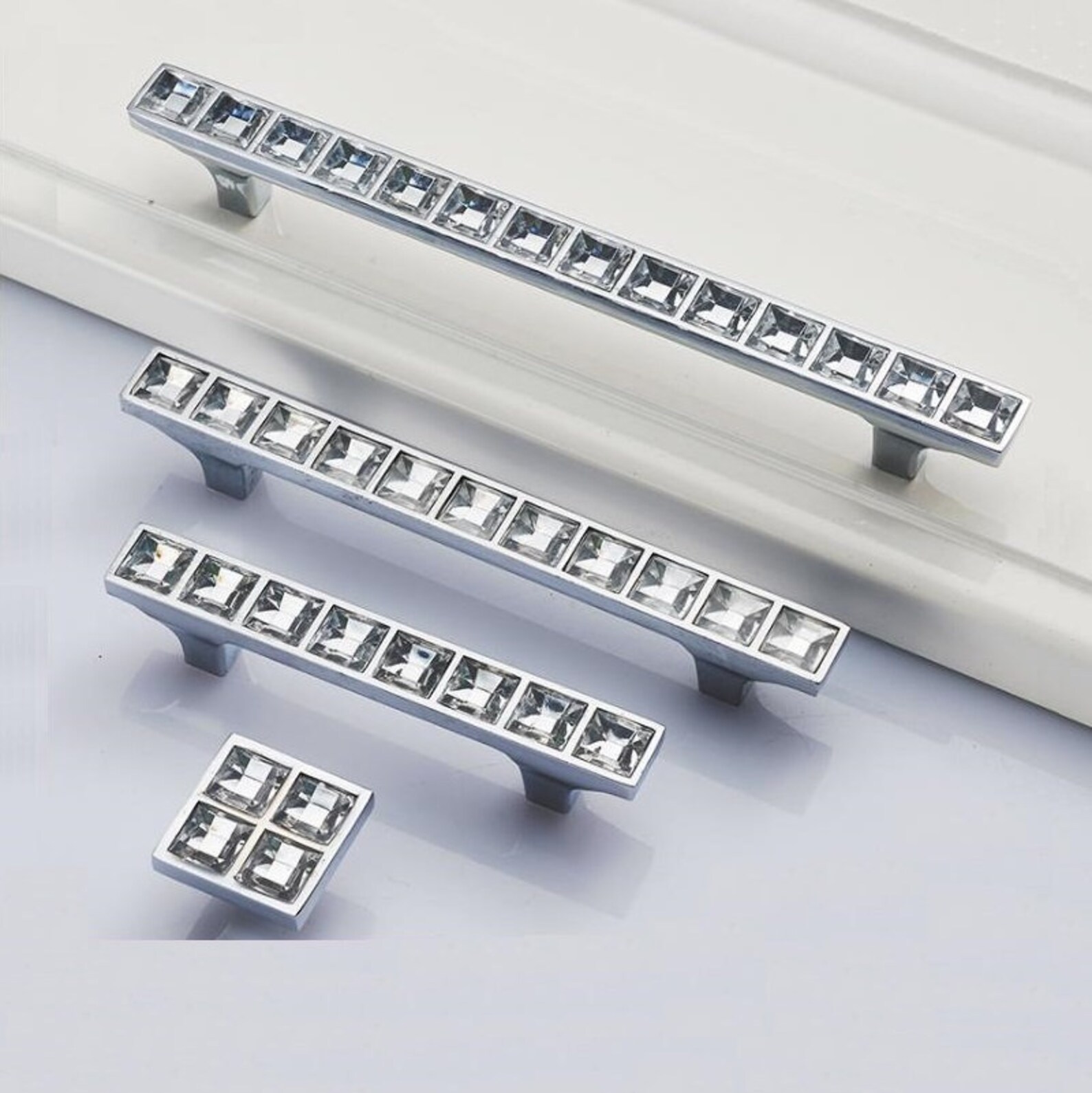 Bling Dresser Drawer Glass Pulls Handles / Kitchen Cabinet | Etsy