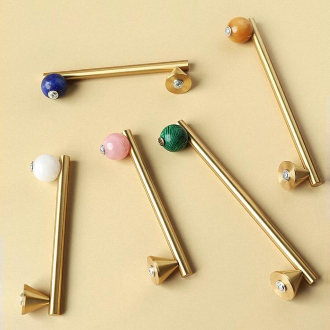 Brass Marble Handles Knobs Pulls Lucky Stone Knob Handle Cabinet Jade ...