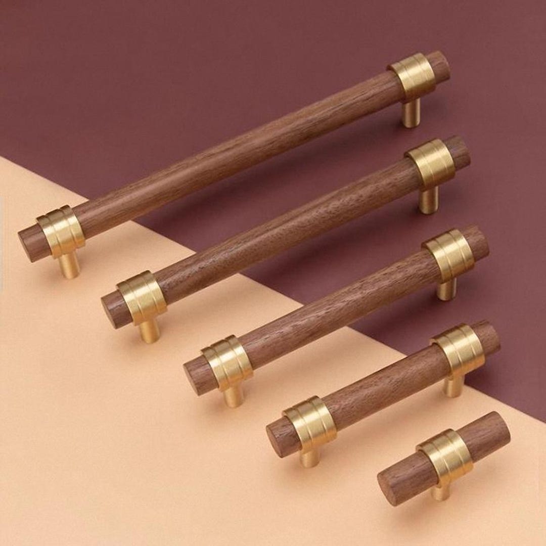 Brass Solid Wood Handles Knobs Cabinet Drawer Handle Pull Minimalist ...