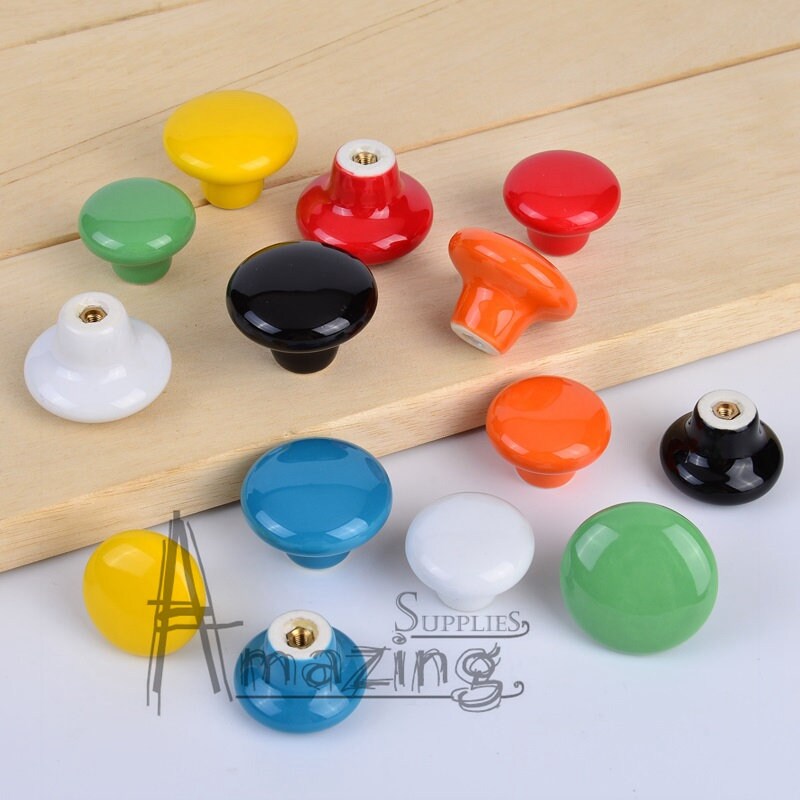 Colorful Kids Childrens Drawer Knobs / Ceramic Knobs Kitchen - Etsy