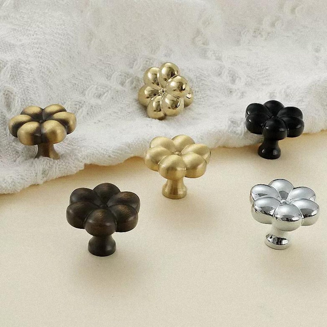 Brass Petal Dresser Pulls Knob Handle Drawer Pulls Handles Cabinet Knob ...
