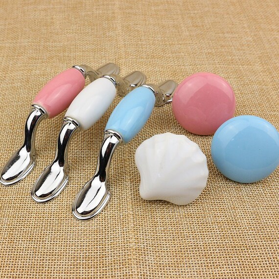 Colorful Shell Drawer Knob Dresser Pulls Handles Large Silver - Etsy