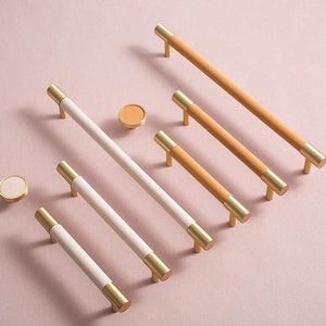 Leather Cabinet Pulls Knobs Brass Dresser Knobs Pulls Drawer Knobs Handles Kitchen Cupboard Knob ...