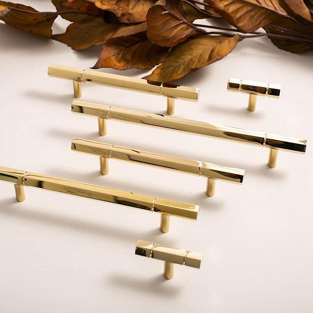 Solid Brass Cabinet Handles Knobs Hexagonal Pulls Kitchen Handle Knob Dresser Drawer Handle Pull ...