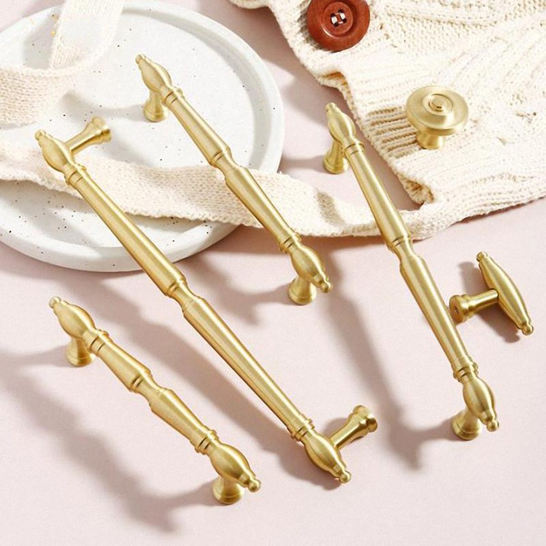 Solid Brass Dresser Handles Knobs Pulls Cabinet Drawer Knobs Handles Kitchen Pull Door Handle ...