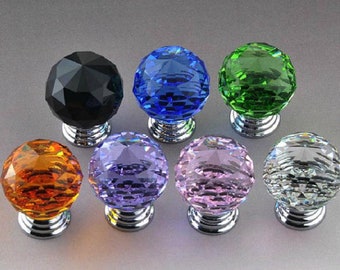 Lavender Crystal Knob / Glass Knobs Drawer Pulls / Dresser - Etsy