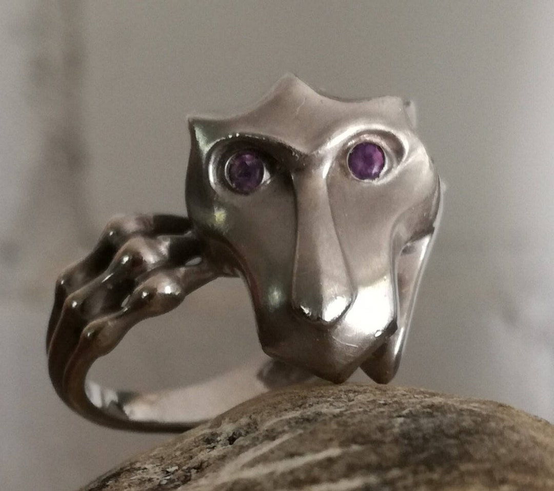 Gargoyle Ring Model Snake Sterling Silver and Amethyst - Etsy