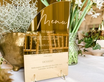 Engraved Mirror Menu Luxury Wedding Décor Silver Gold Rose | Etsy