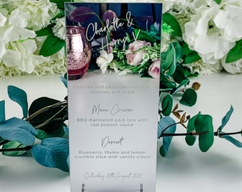 Engraved Mirror Menu Luxury Wedding Décor Silver Gold Rose | Etsy