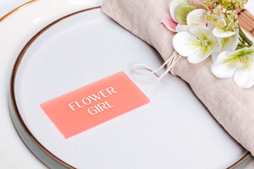 Coral Frosted Wedding Place Card, Party Place Names, Banqueting Guest ...