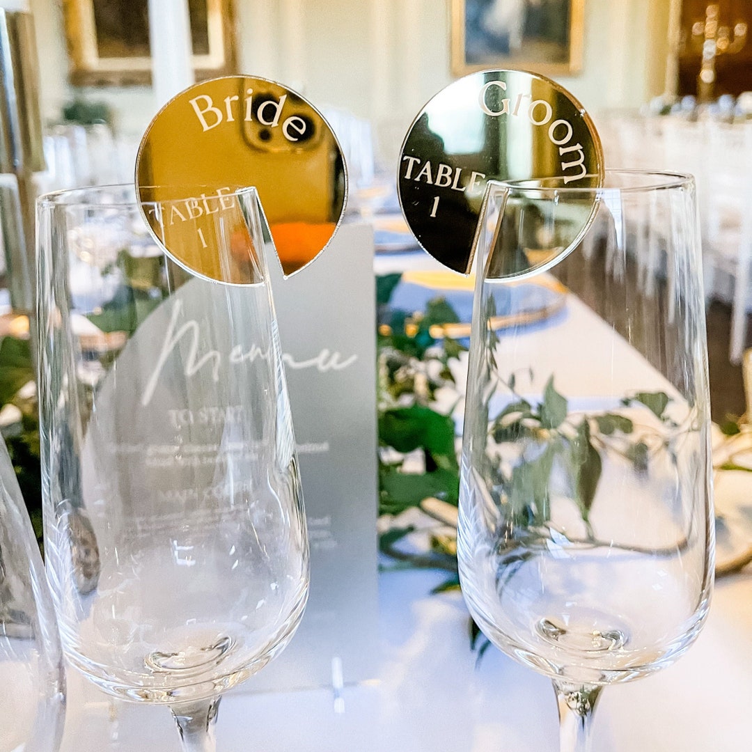Personalised Wedding Cocktail Charms, Engraved Mirror Name Place ...