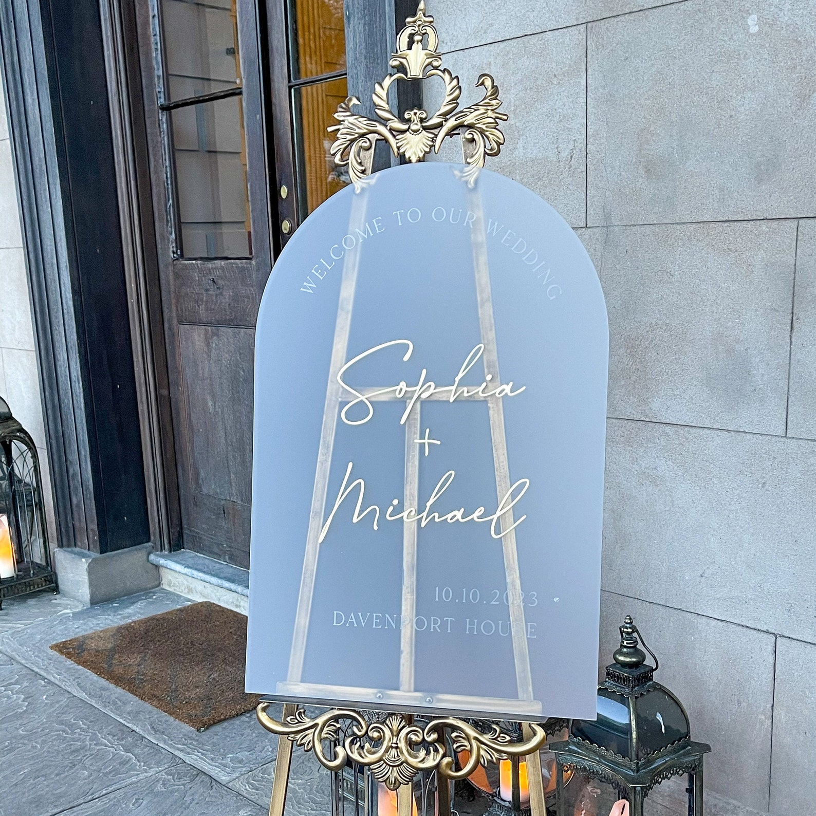 Arched Welcome Sign Wedding Venue Signs Frosted Acrylic With | Etsy UK