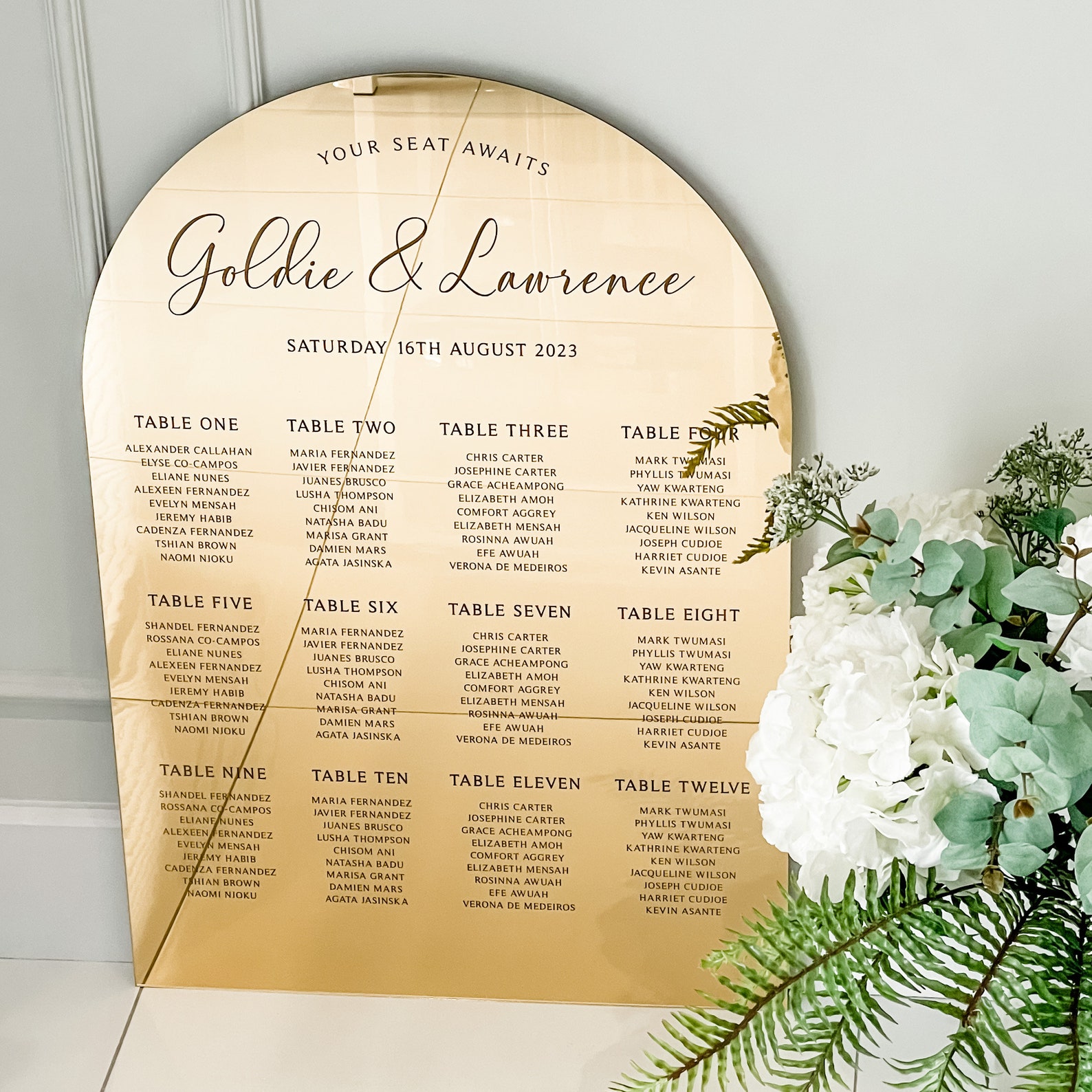 Dome Mirror Table Plan Arch Wedding Seating Chart - Etsy UK