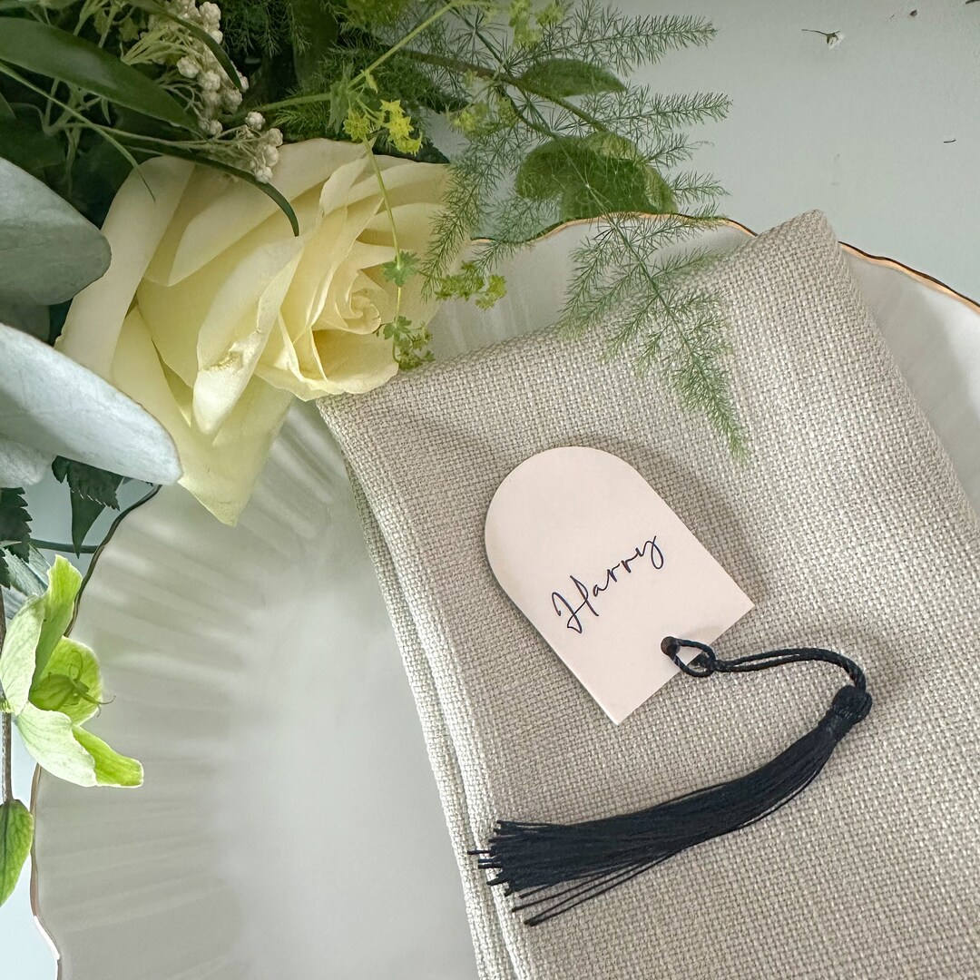 Black & Ivory Luxury Wedding Name Places With Tassel, Personalised ...