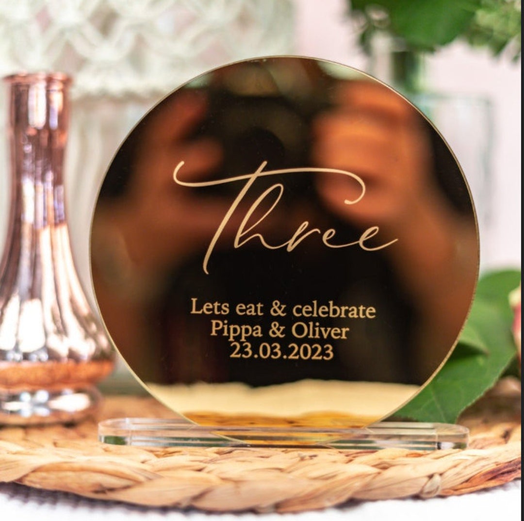 Personalised Wedding Table Numbers, Gold Mirror Acrylic Table Names ...