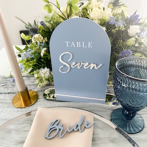 Dusky Blue Luxury Cut Out Wedding Name Places, Place Cards, Pale Blue ...