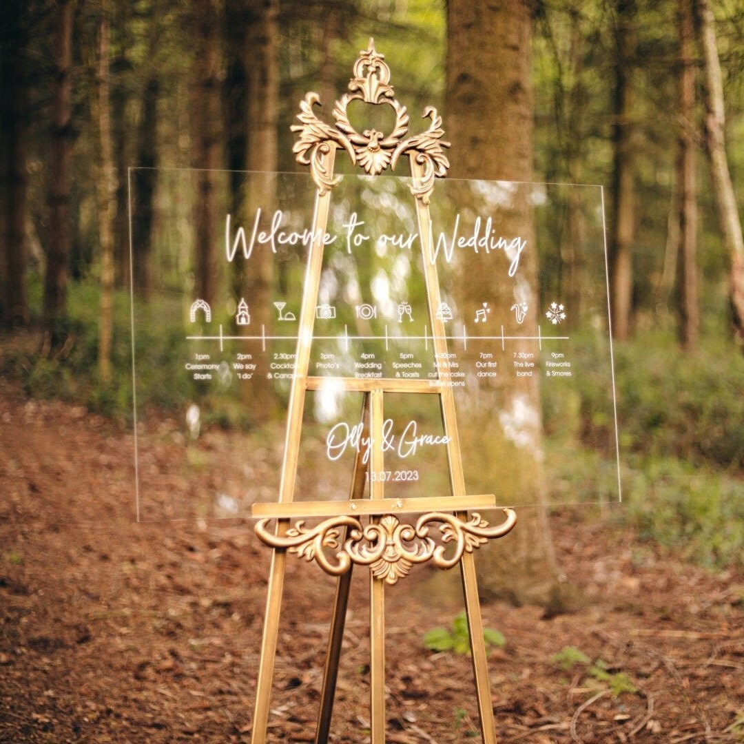 Personalised Wedding Timeline, Acrylic Engraved Order of the Day ...