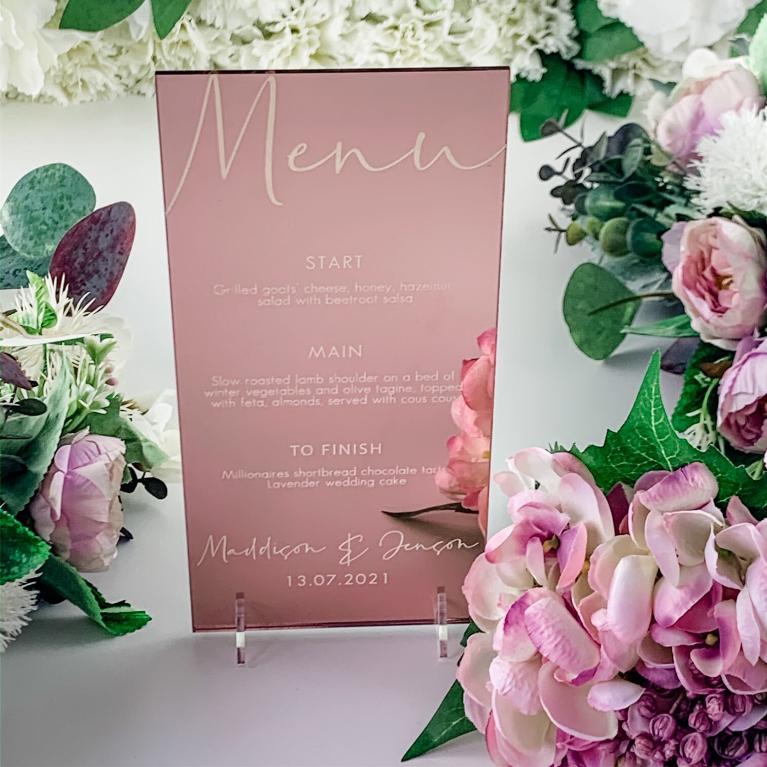 Gold Engraved Mirror Acrylic Menu Wedding Menus DL Standing - Etsy