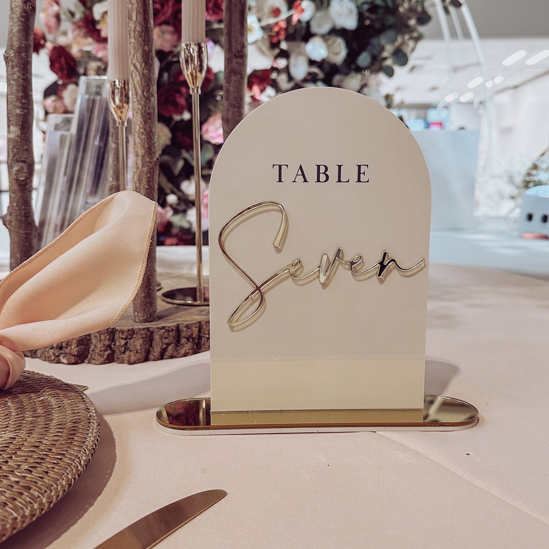 Dome Top Wedding Table Numbers With Mirror Accents, 3D Modern Table ...