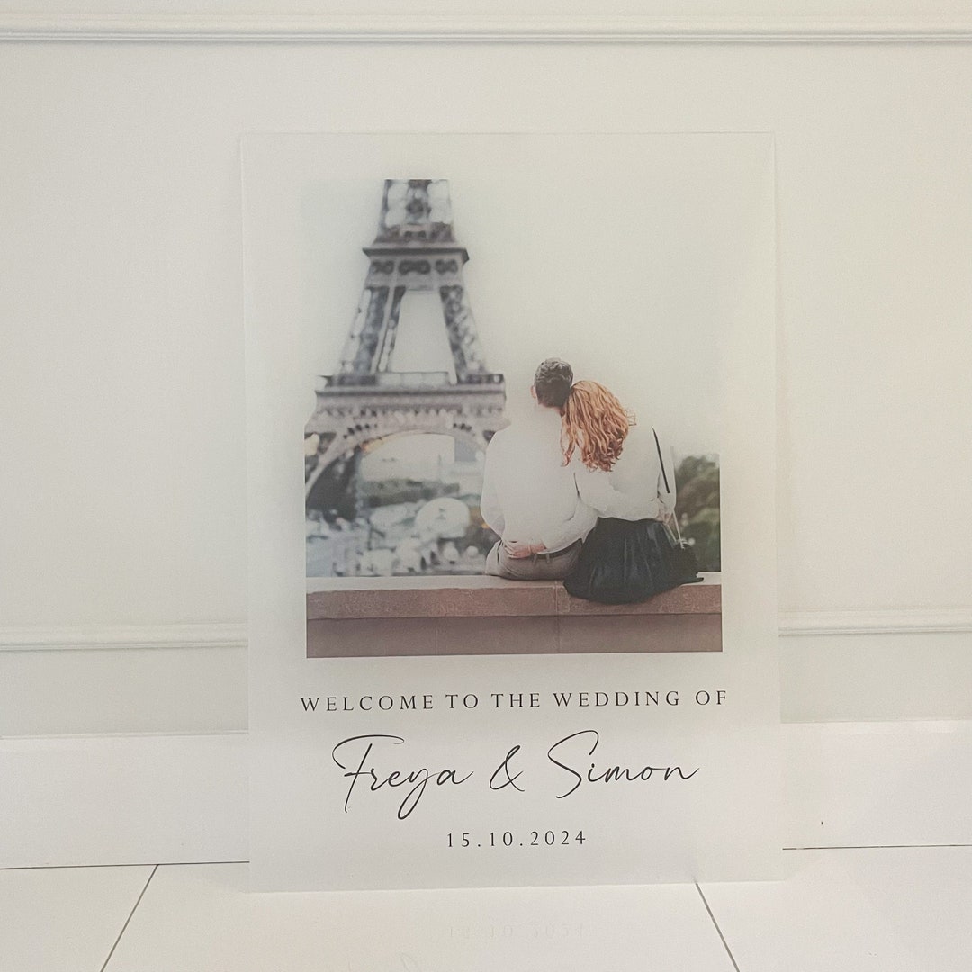 Wedding Welcome Sign With Photo, Couples Portrait Welcome Plaque ...