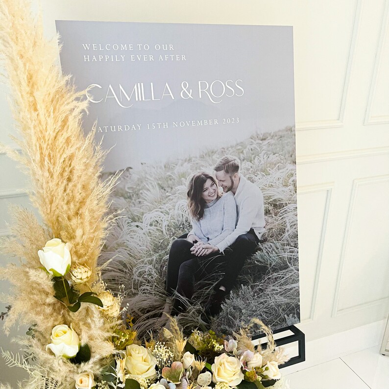 Couples Portrait Wedding Welcome Sign, Photo Welcome Plaque, Printable ...