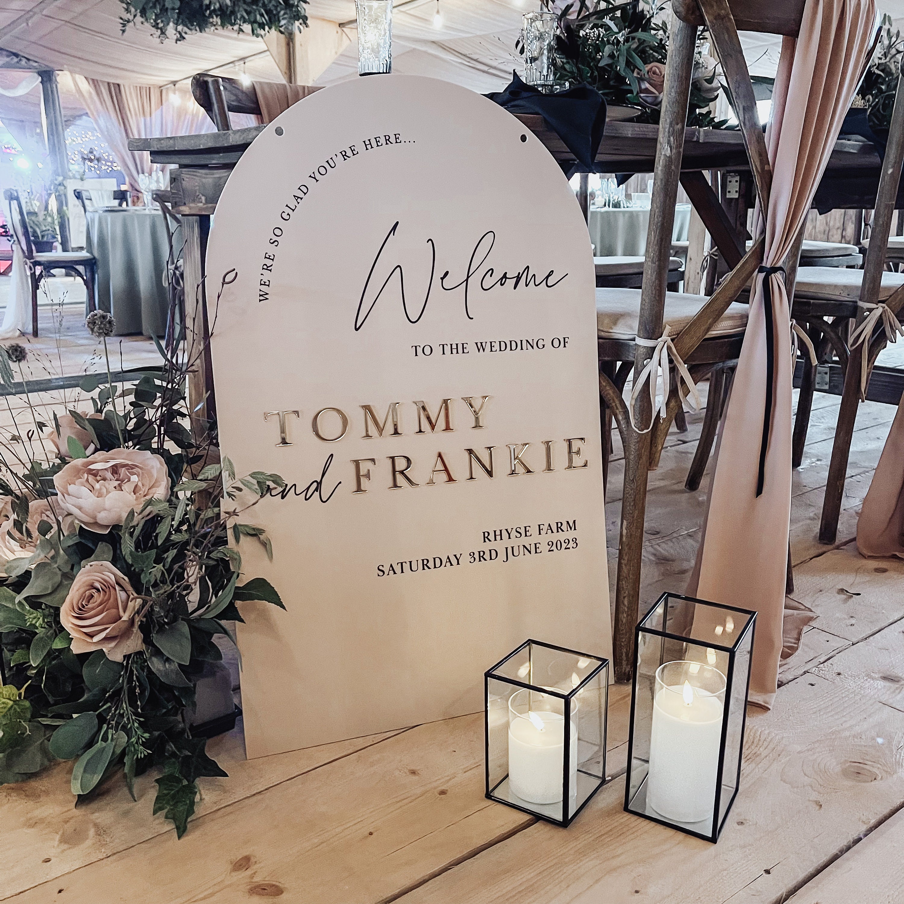 Beige Wedding Welcome Sign With Mirror Accents Arched Welcome - Etsy Canada